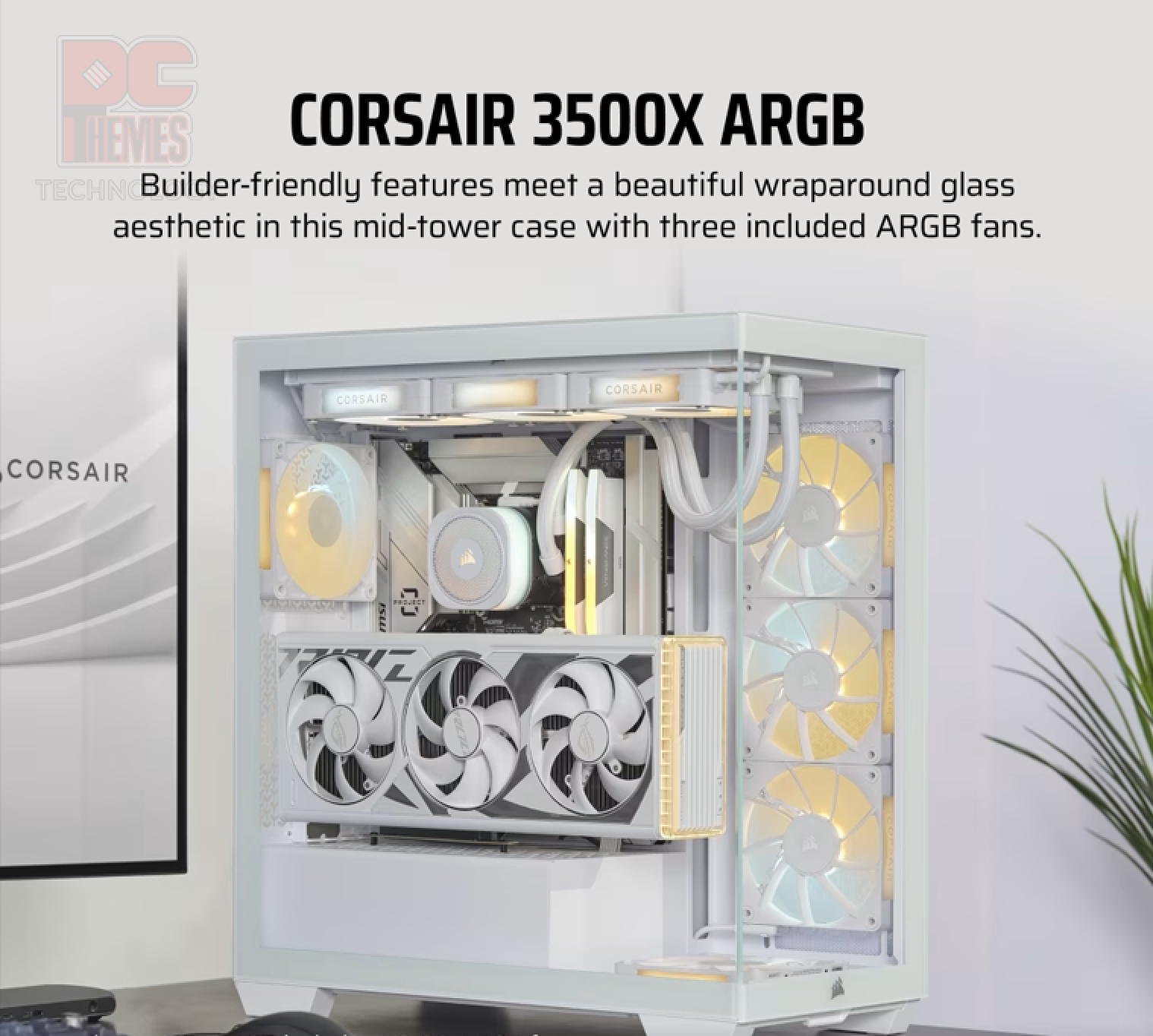 CORSAIR 3500X RGB Tempered Glass Mid-Tower PC Casing - White